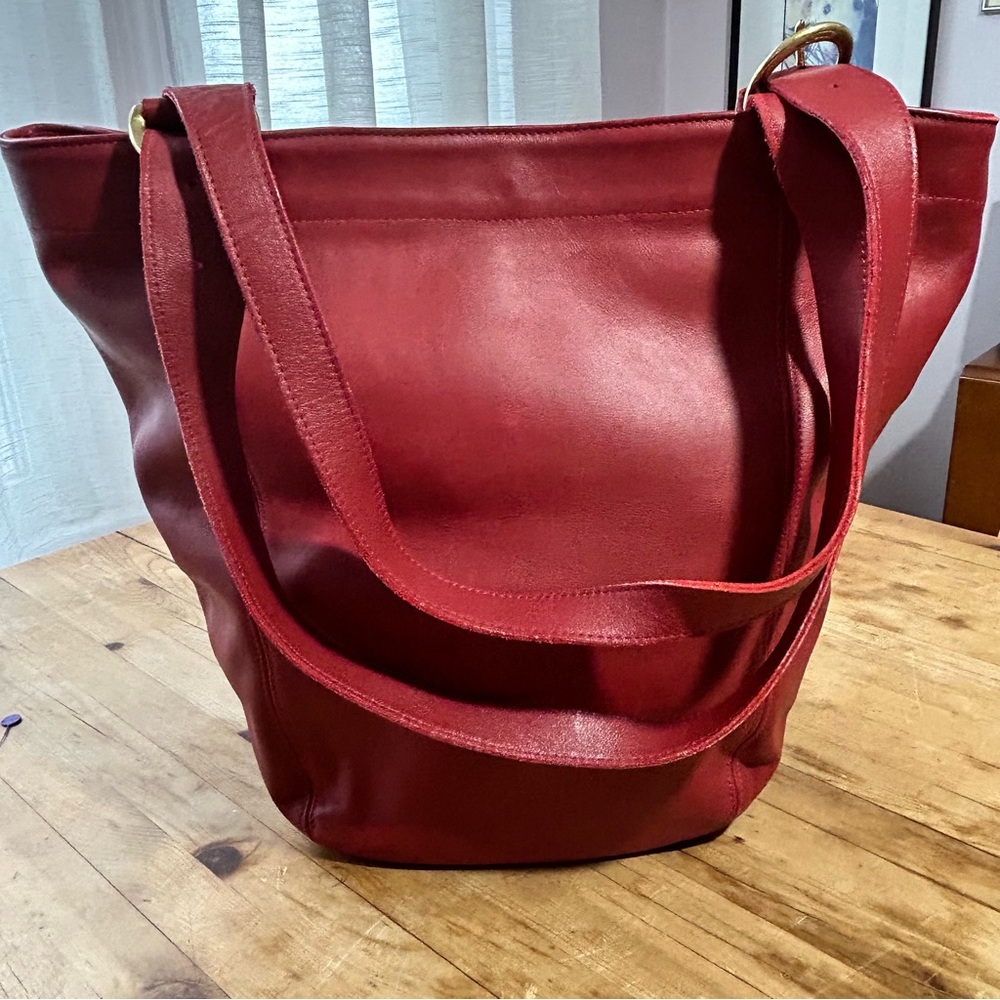 Vintage Coach Red Leather Soho Waverley Xl Duffel 4082 - Gem